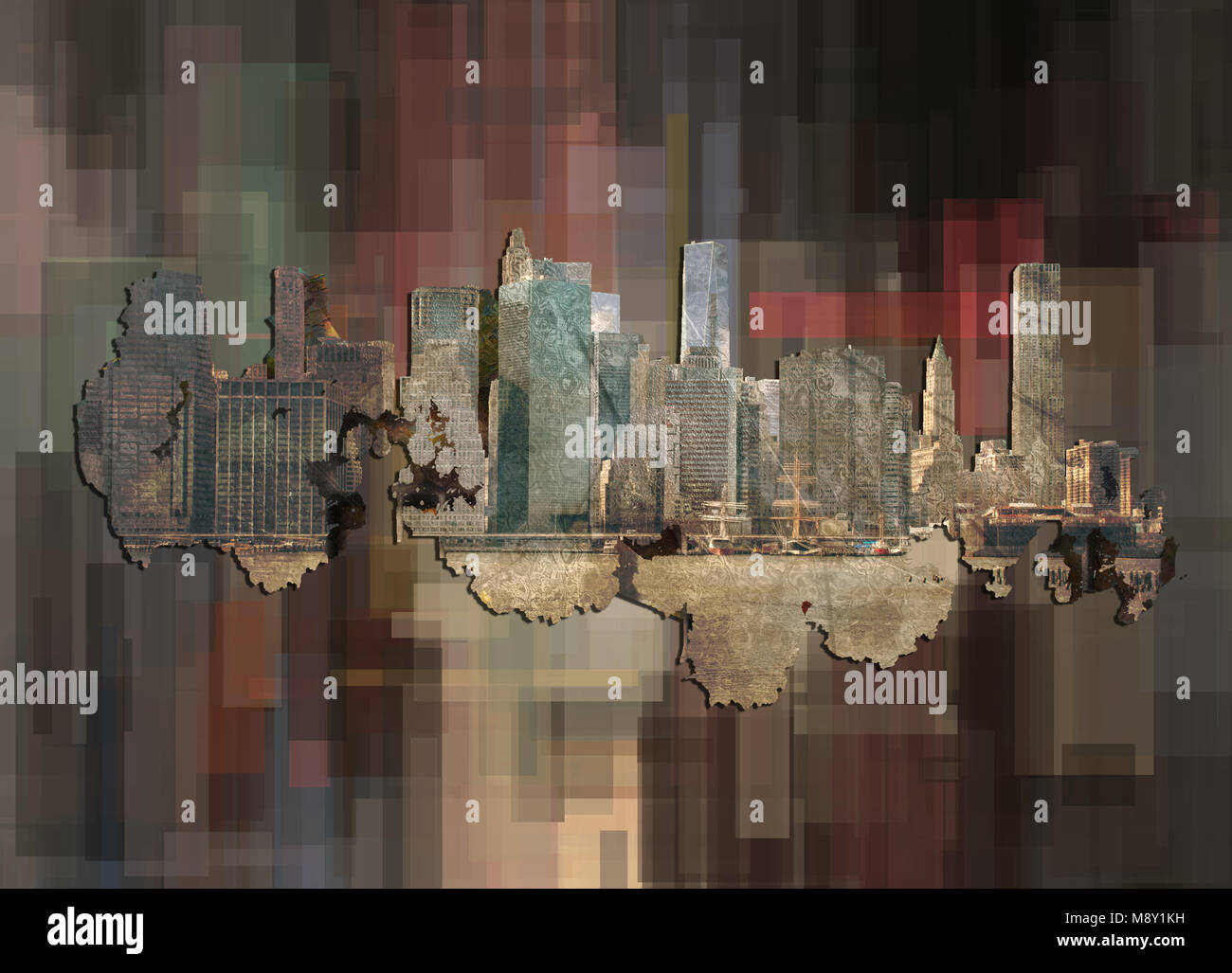 New York on abstract background Stock Photo - Alamy