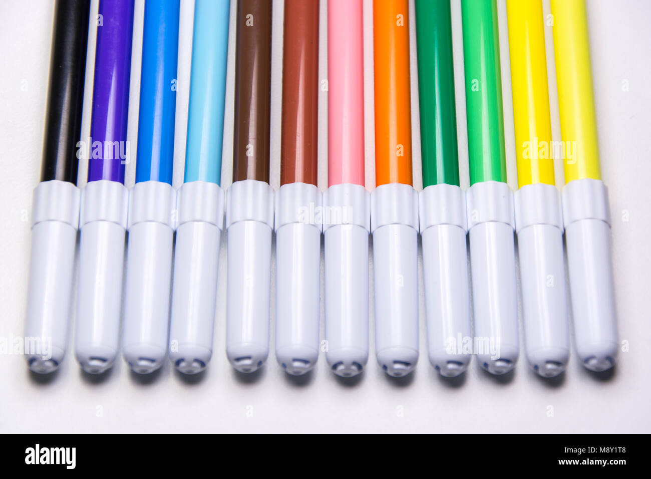 Multicolored marker pens, office and school drawing art design Stock ...