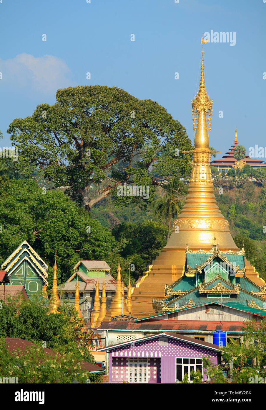 Myanmar, Mon State, Mawlamyine, Kyaik Thoke Pagoda, skyline Stock Photo ...