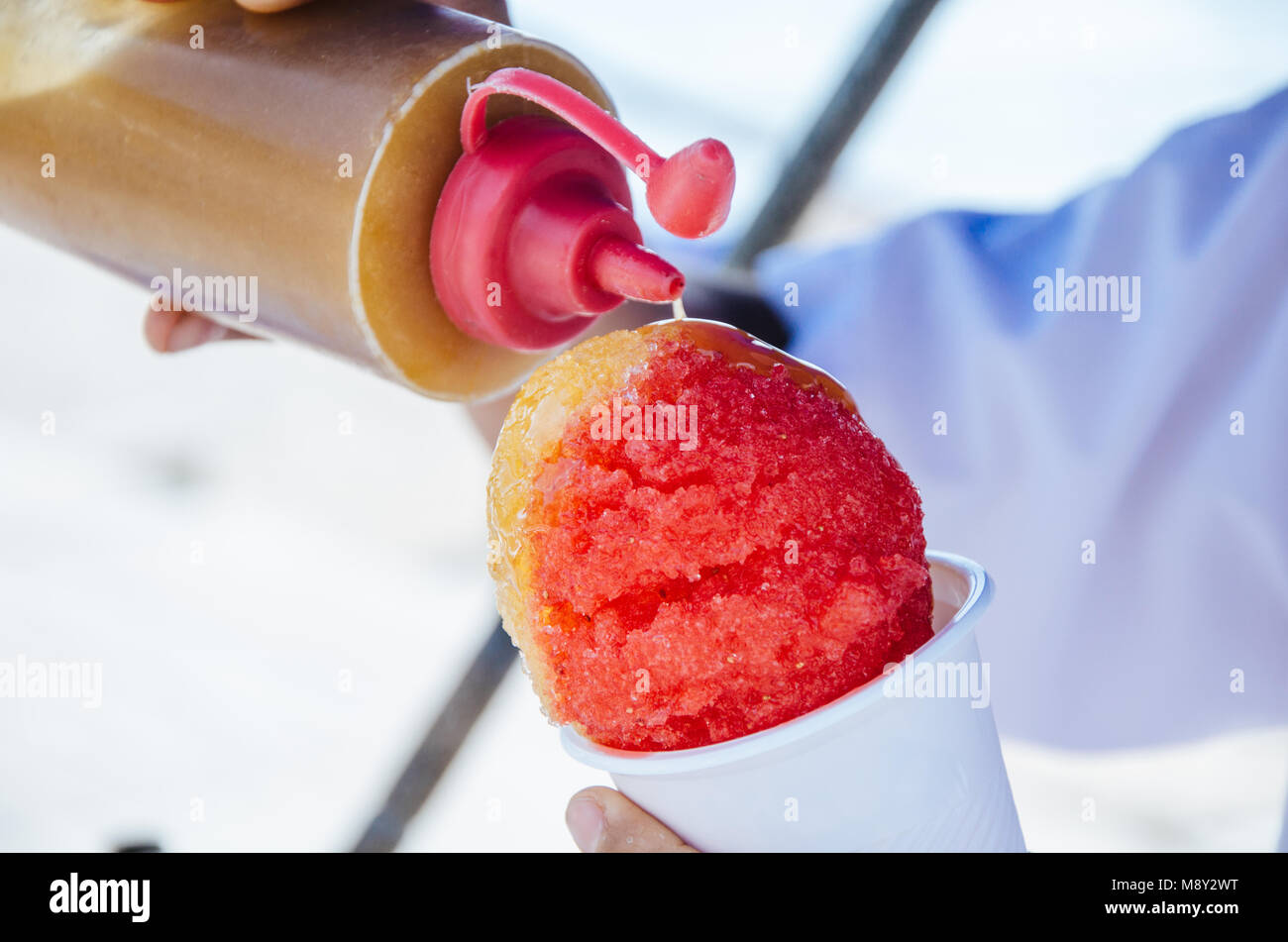 Sweet of crushed ice called in Peru Cremolada Stock Photo - Alamy