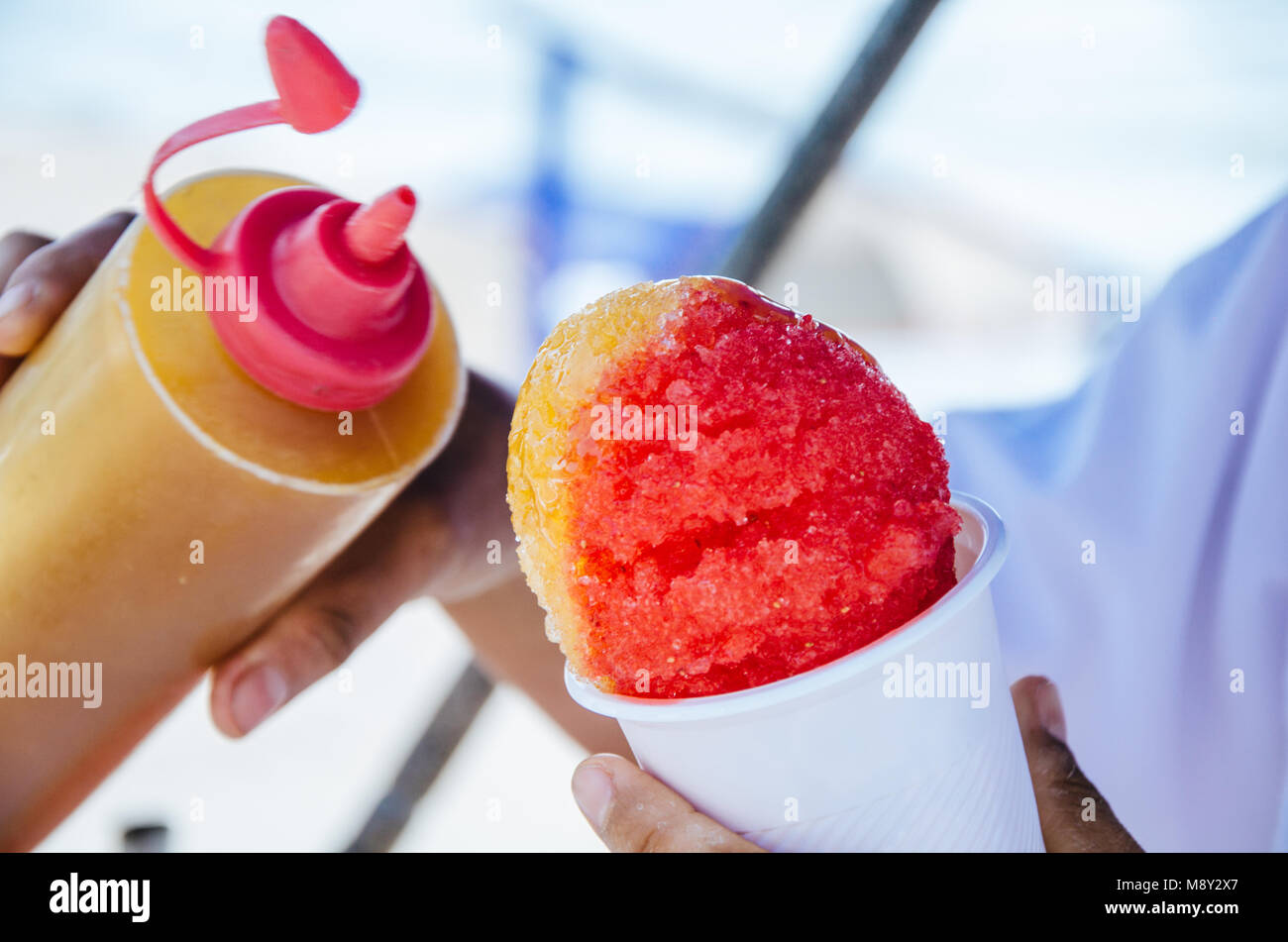 Sweet of crushed ice called in Peru Cremolada Stock Photo - Alamy