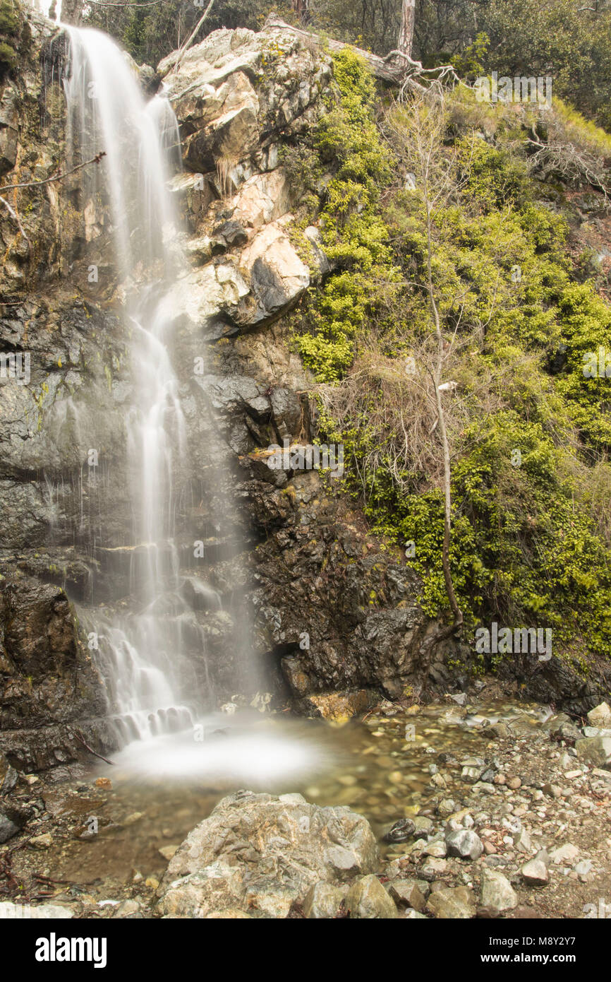 Waterfall through the woods on the Caledonian trail, Platres, Cyprus ...
