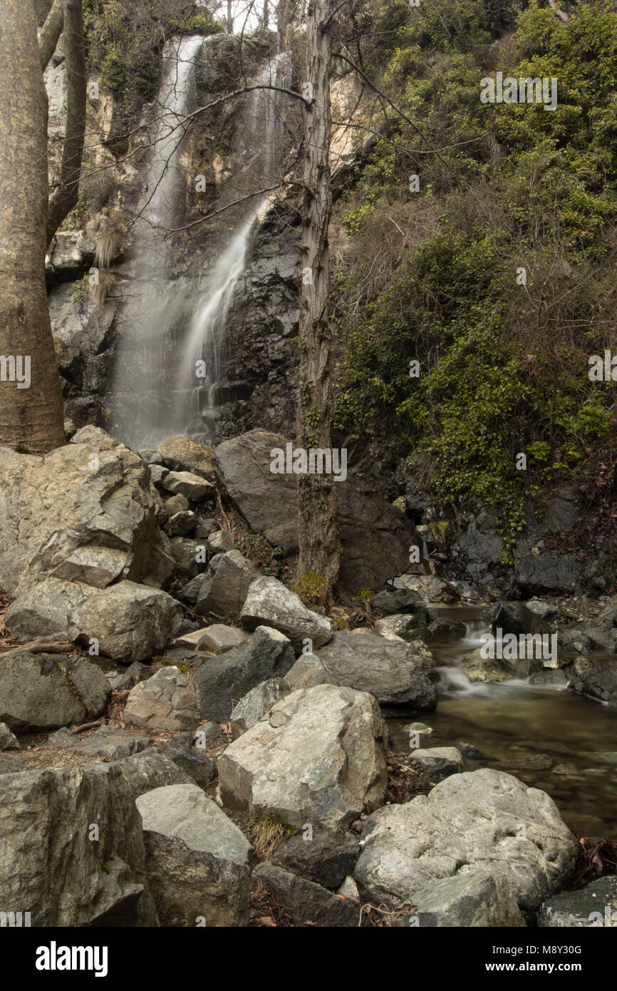 Waterfall along the Caledonian trail, Platres in the Troodos mountains ...