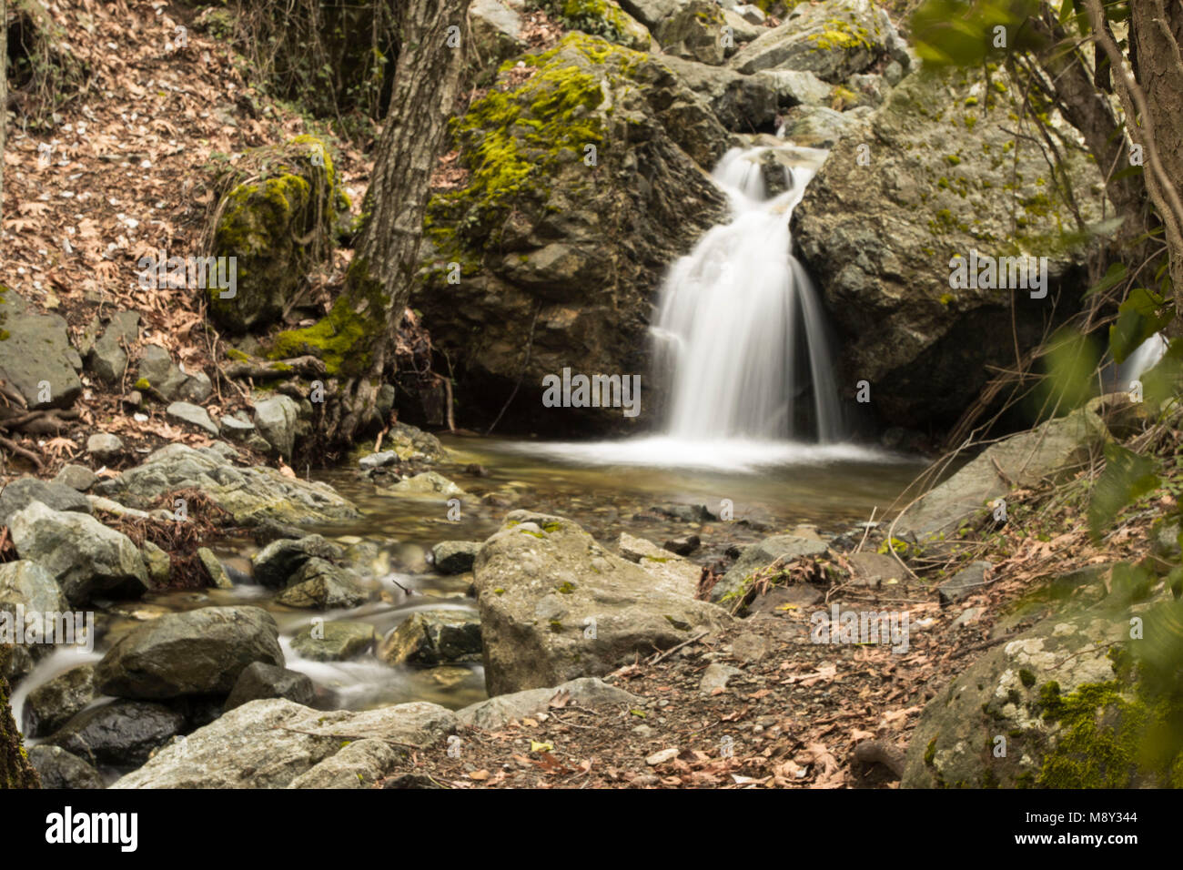 Waterfall along the Caledonian trail, Platres in the Troodos mountains ...