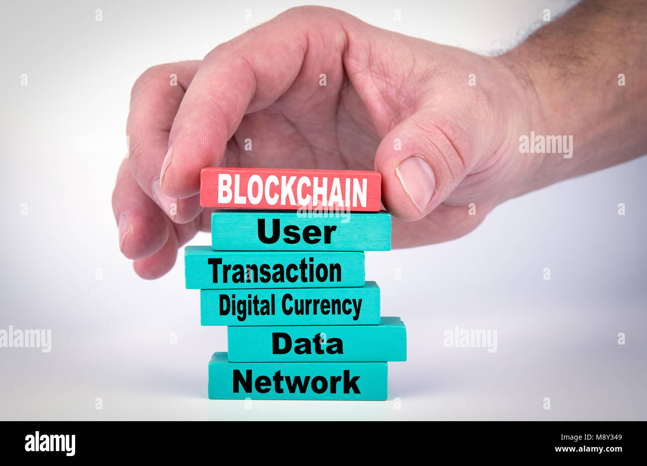 Blockchain. Business Concept With Colorful Wooden Blocks Stock Photo ...