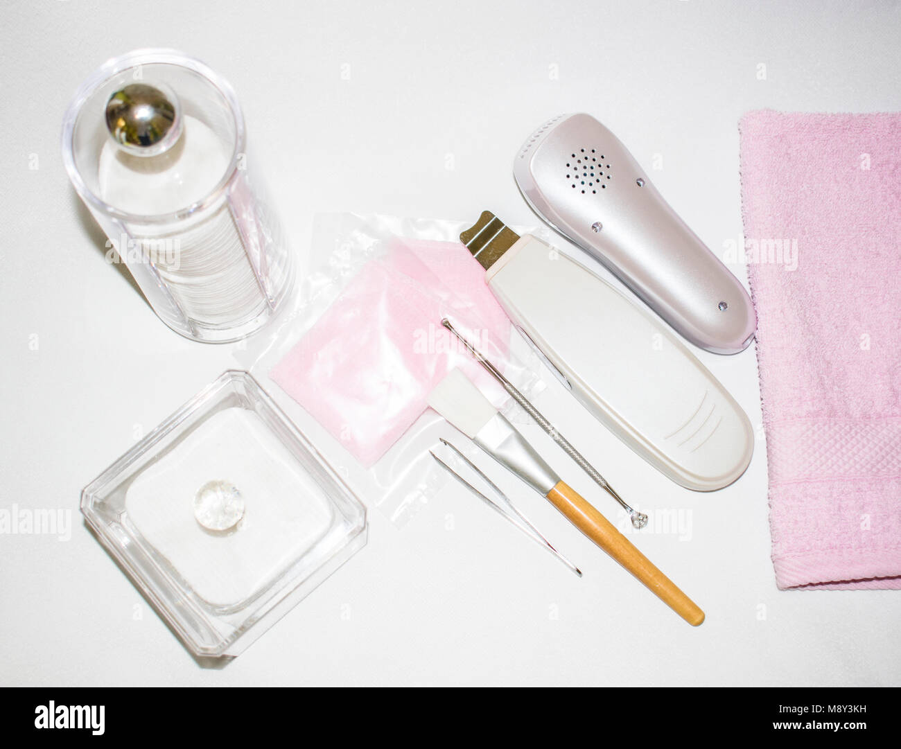 Isolated on a white background are the cosmetology tools that are used ...