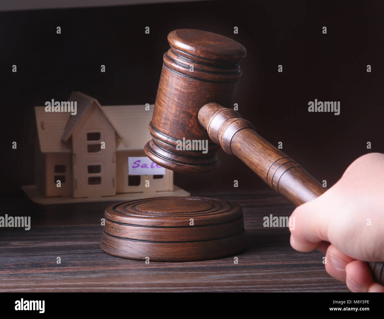 House for sale, auction hammer , symbol of authority and Miniature ...