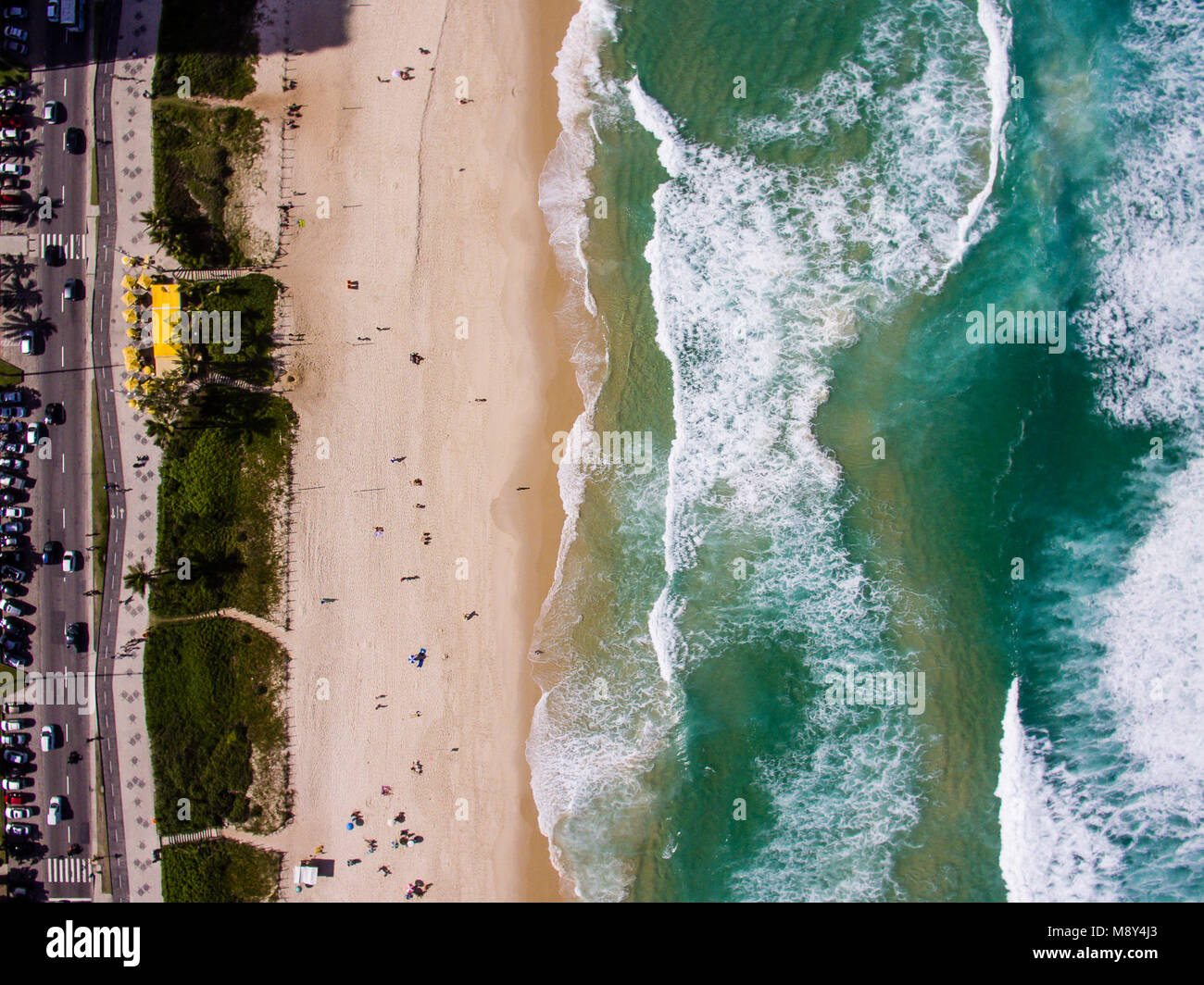 aerial view of barra da Tijuca beach on a sunny day, Taken with drone ...