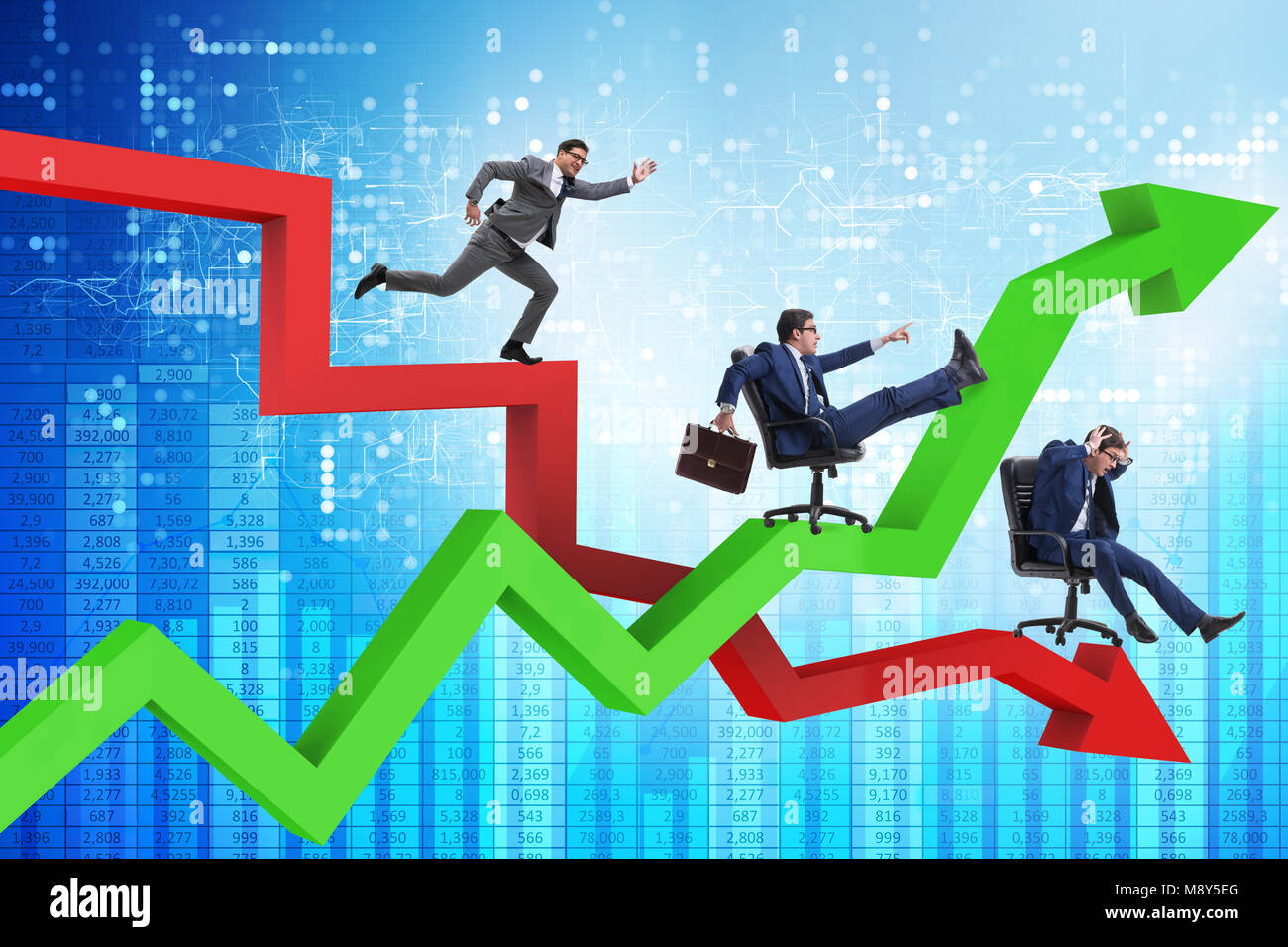 Growth and decline concept with businessmen Stock Photo - Alamy