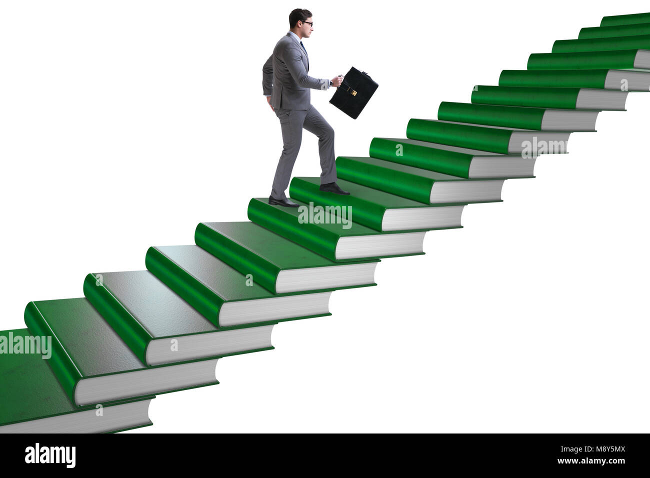 Businessman student climbing the ladder of education books Stock Photo ...