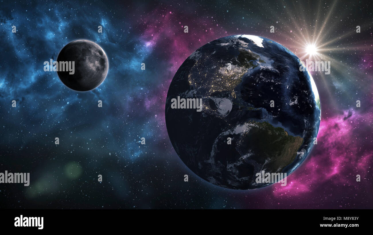 Earth in the outer space with beautiful moon. Elements of this image ...