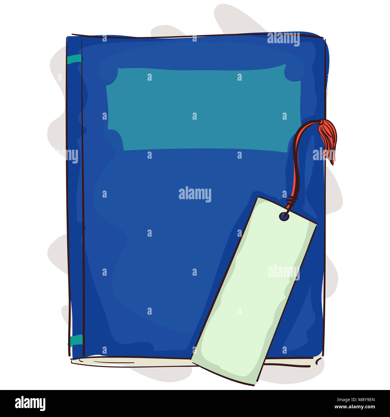 Illustration of Blue Book notebook with book tag Stock Photo - Alamy