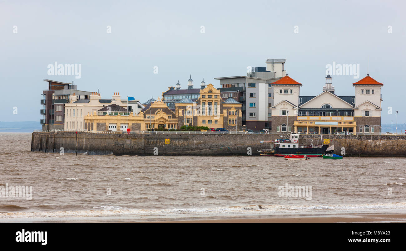 Knightstone Island and Weston-Super-Mare harbour, Somerset, England ...