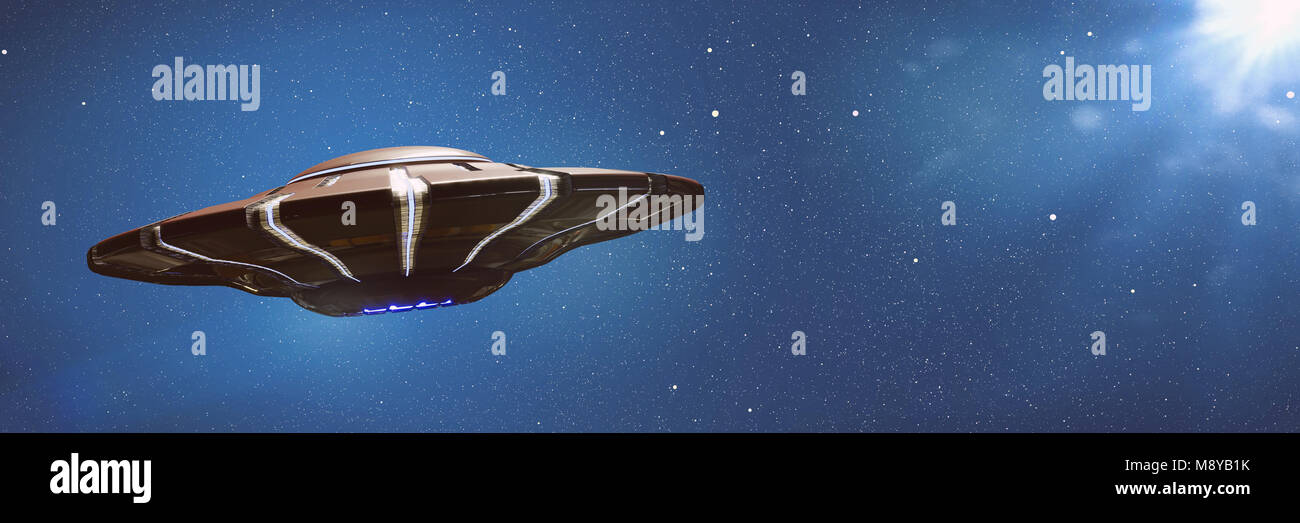 UFO, alien spaceship in outer space, advanced extraterrestrial ...