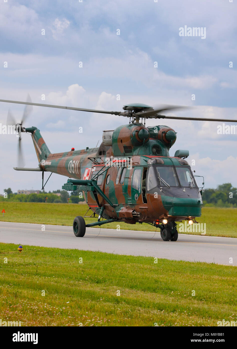 The Polish Air Force PZL W-3 Sokol (Falcon) on runway during ...