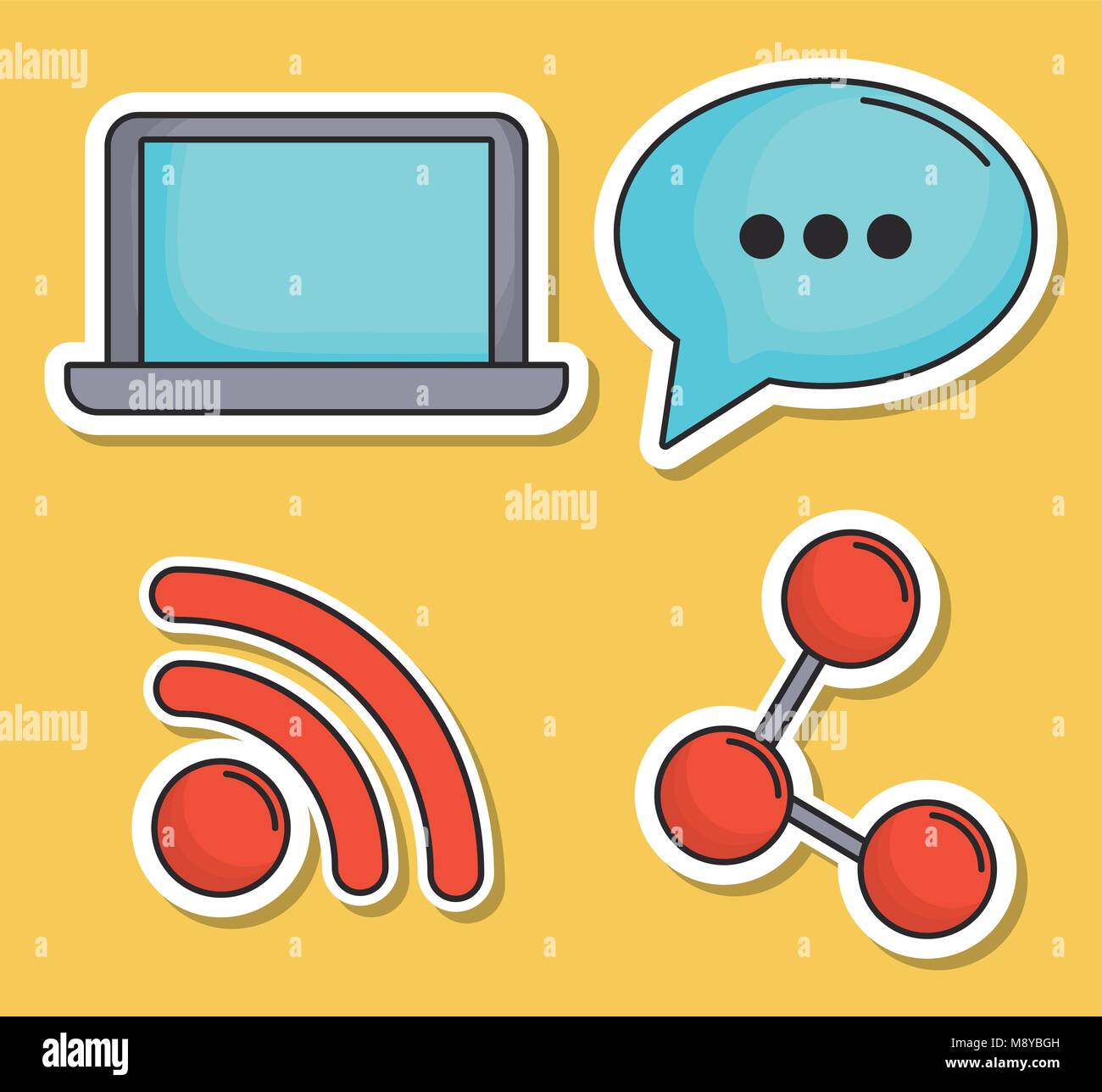 communication related icons over yellow background colorful design ...