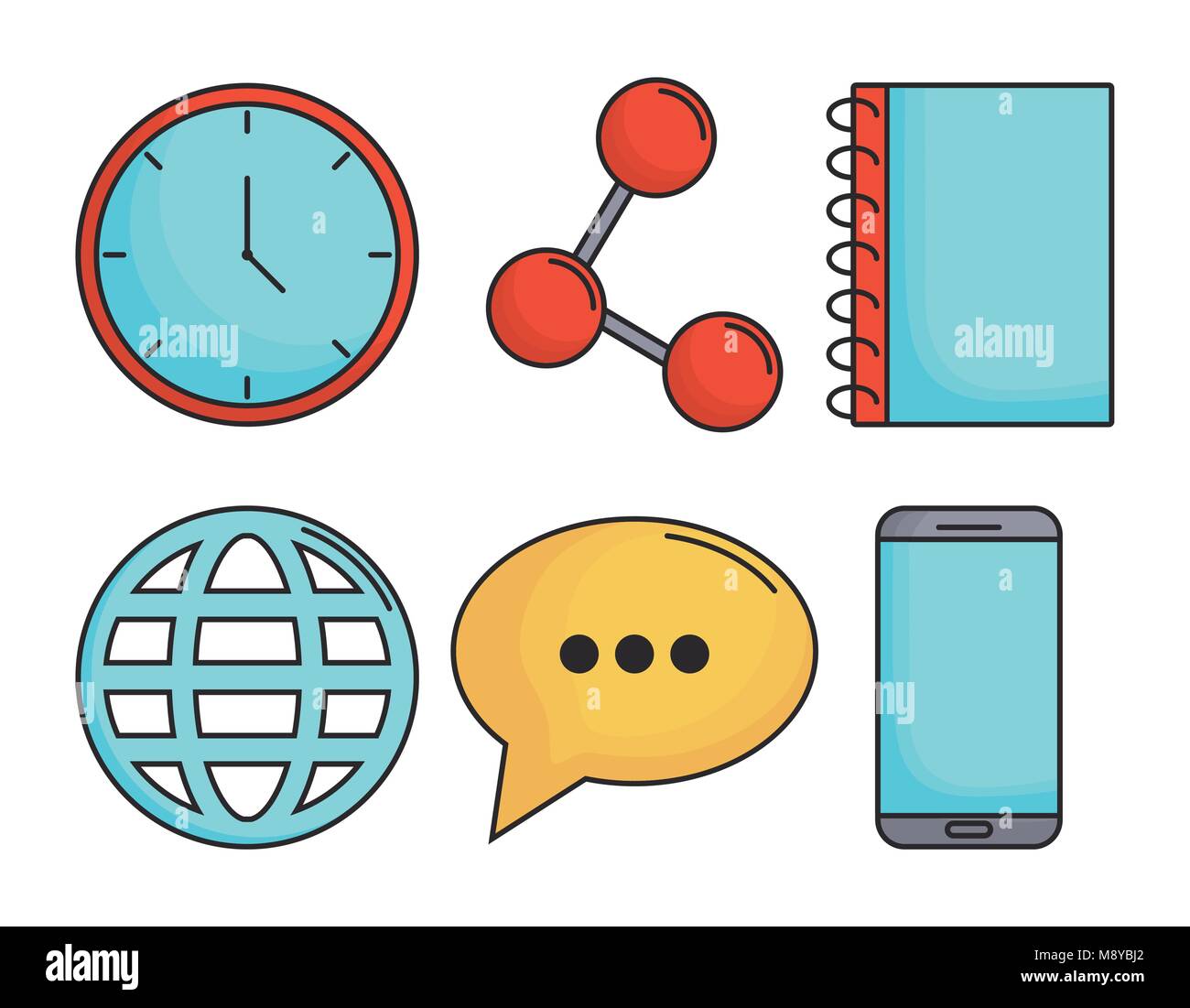 communication related icons over white background colorful design ...
