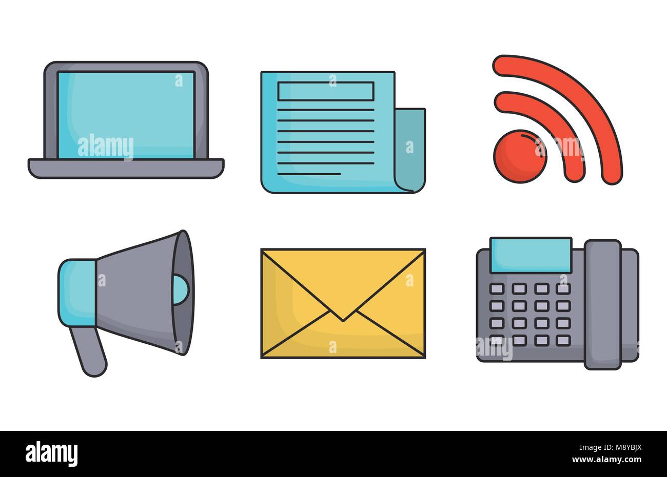 communication related icons over white background colorful design ...