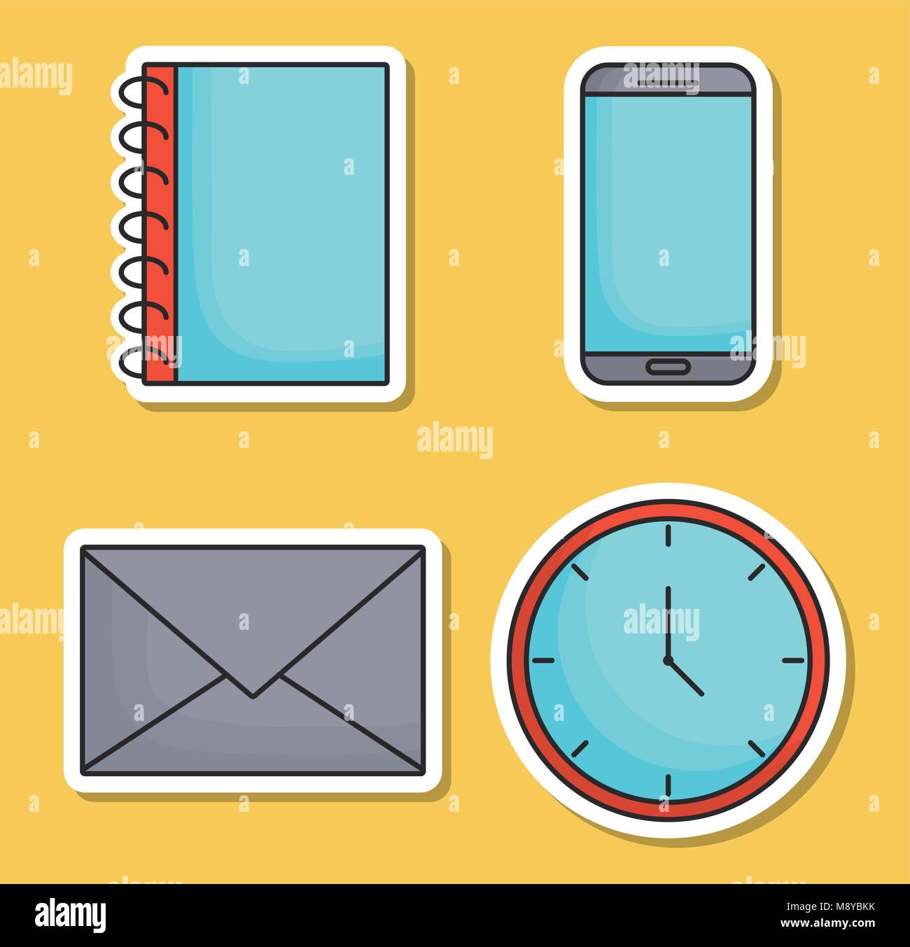 communication related icons over yellow background colorful design ...