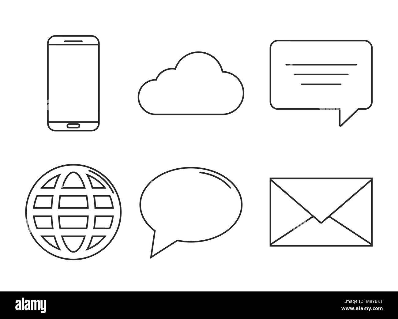 communication related icons over white background vector illustration ...