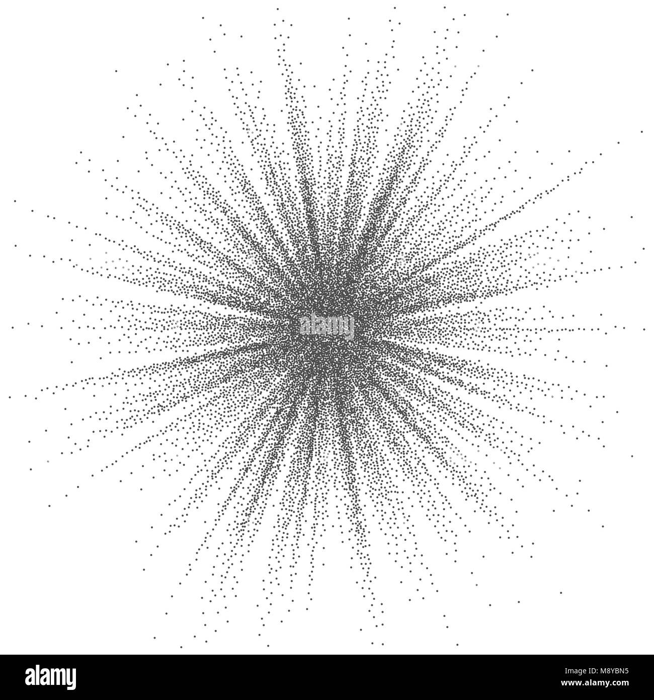 Dotwork Sunburst Background Vector. Flare With Rays. Black Dots ...