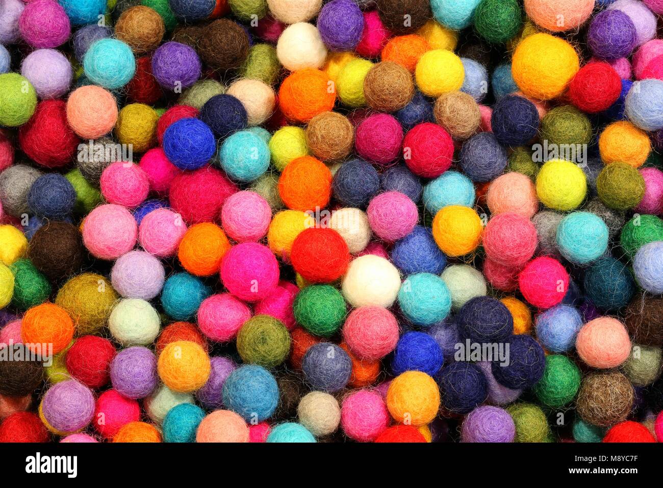 background of many little balls made with wool Stock Photo - Alamy