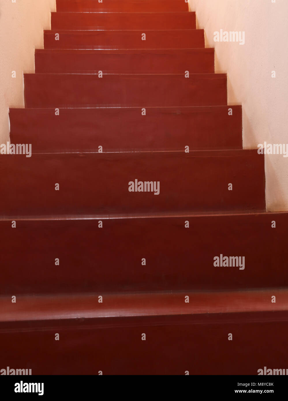 long staircase with red big steps rising to infinity and beyond Stock ...