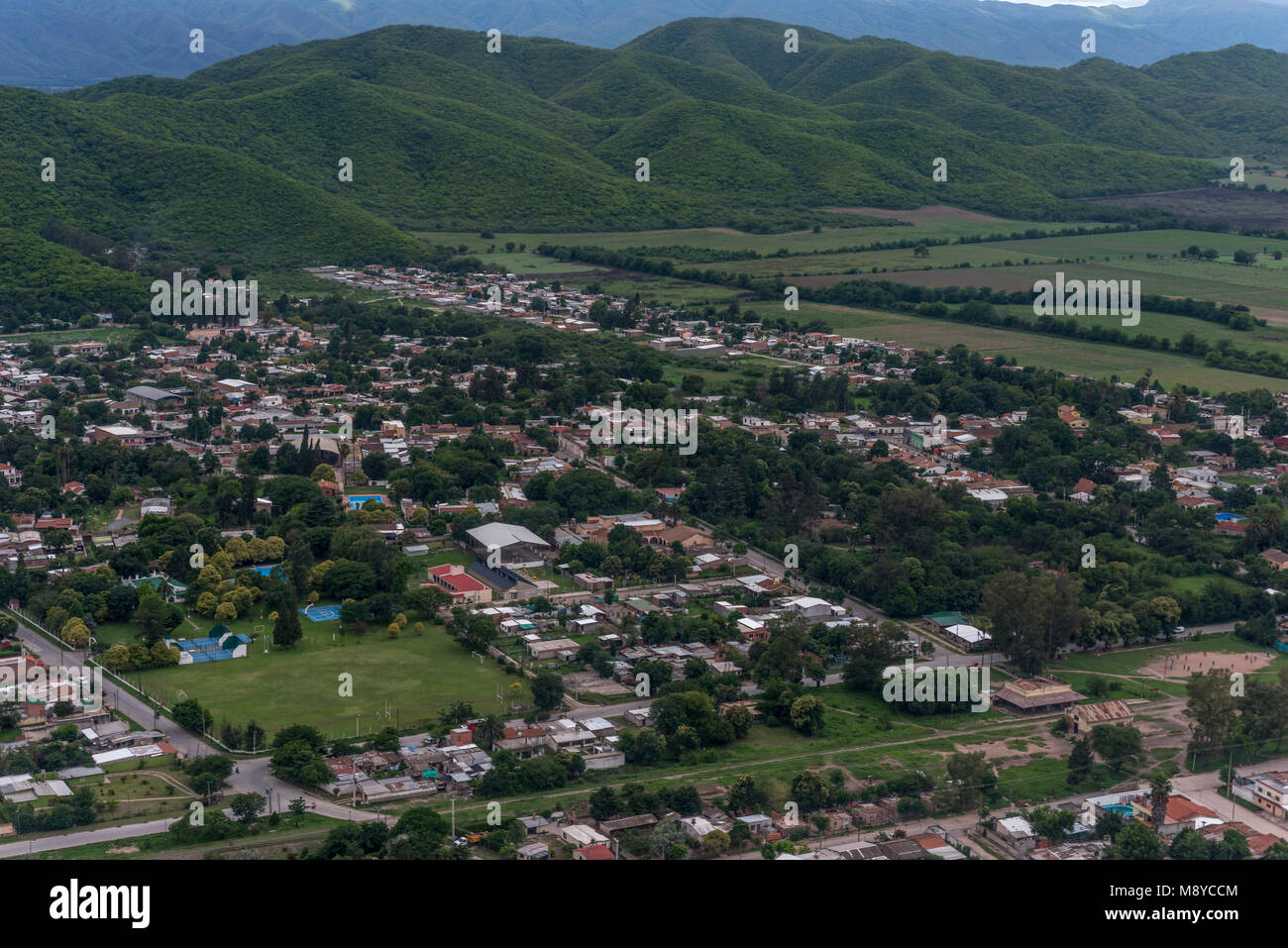 aerial shot of a neighborhood of the city of Salta, Argentina Stock ...