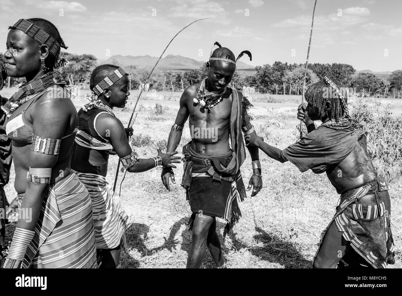 Young Hamar Women Taunt A Hamar Tribesman In To Whipping Them At A