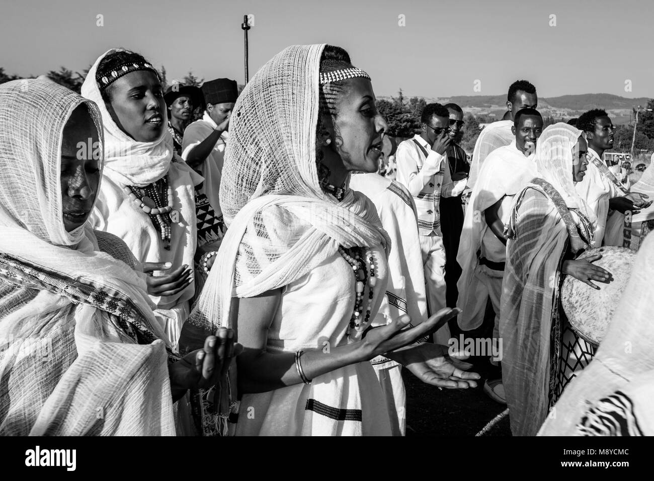 A Procession Of Ethiopian Orthodox Christians Arrive At The Jan Meda ...