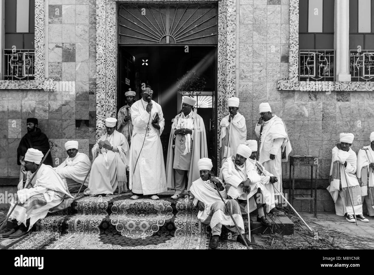 An Ethiopian Orthodox Christian Priest Gives A Sermon At Kidist Mariam ...