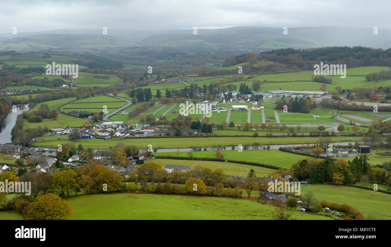 Royal Welsh Showground, Llanelwedd from Garth Trig Point Stock Photo ...