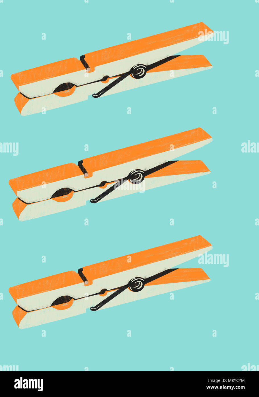 Graphic resource shows orange daily object , clothespin, on blue ...