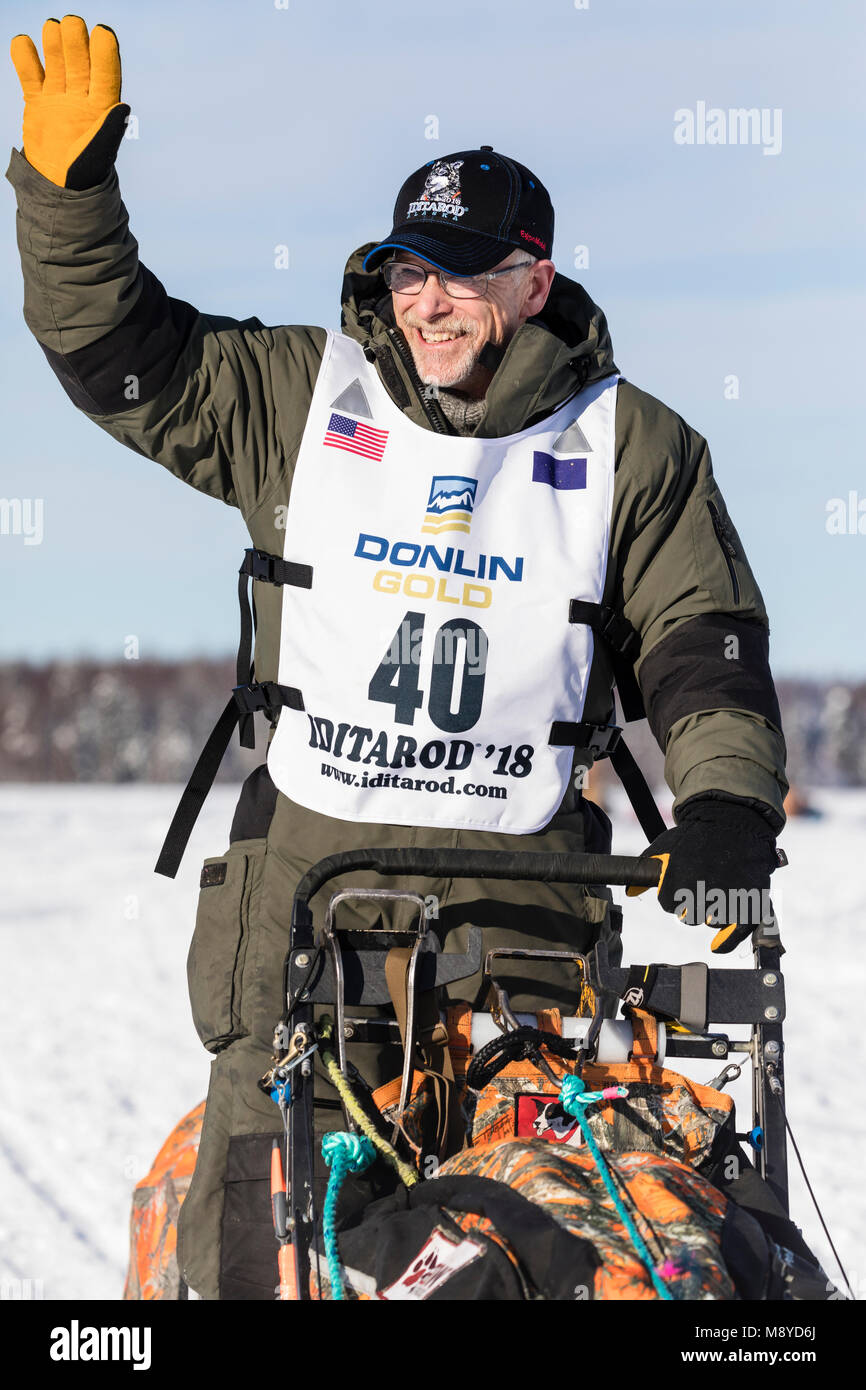 Musher Jeff King after the restart in Willow of the 46th Iditarod Trail ...