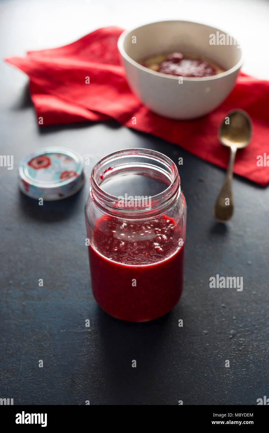 Homemade Raspberry Jam Stock Photo - Alamy