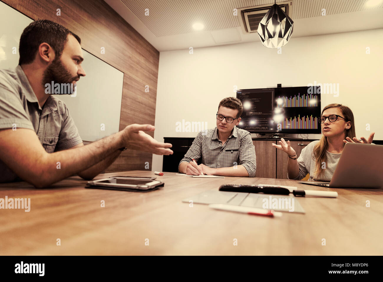 startup business team brainstorming on meeting working on laptop and ...