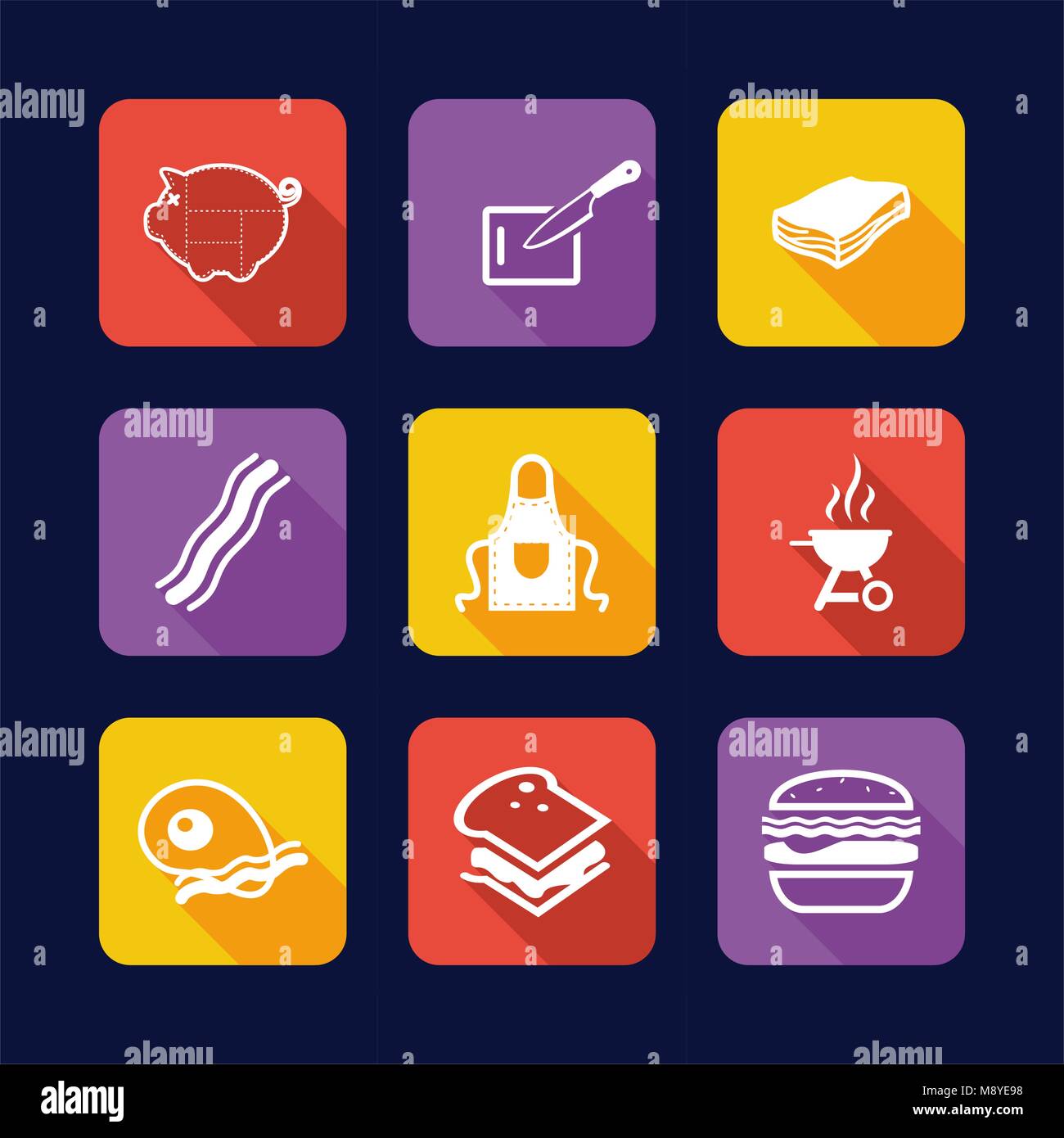 Bacon Icons Flat Design Stock Vector Image & Art - Alamy