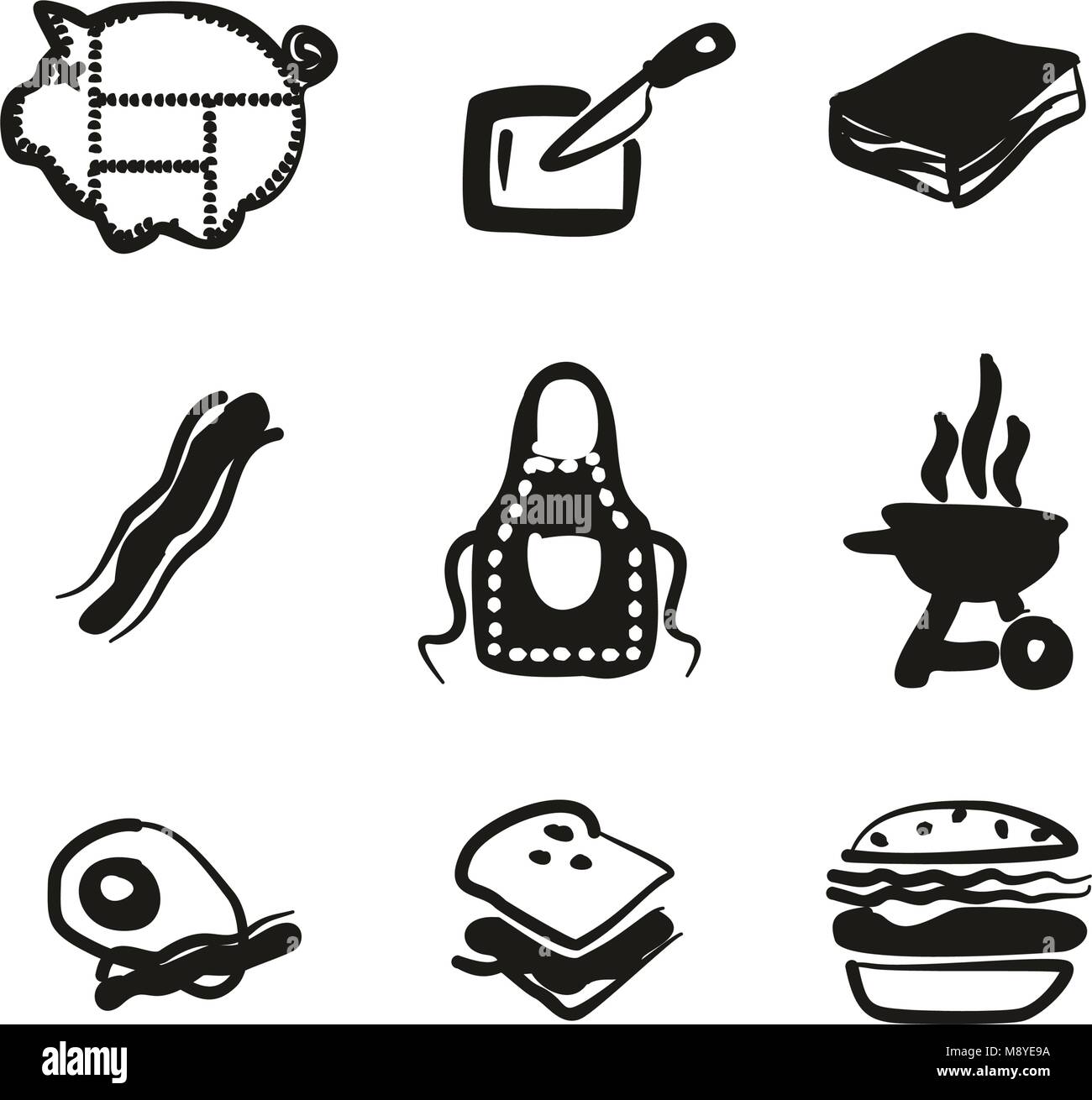 Bacon Icons Freehand Fill Stock Vector Image & Art - Alamy