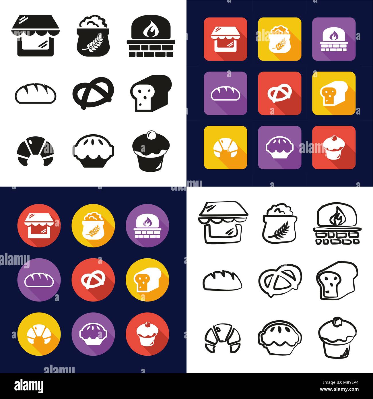 Bakery in one icons hi-res stock photography and images - Alamy