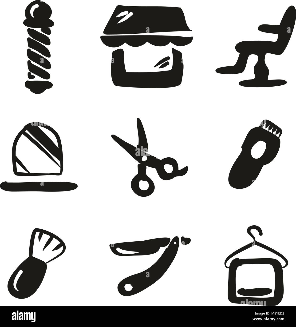 Barber Shop Icons Freehand Fill Stock Vector Image & Art - Alamy