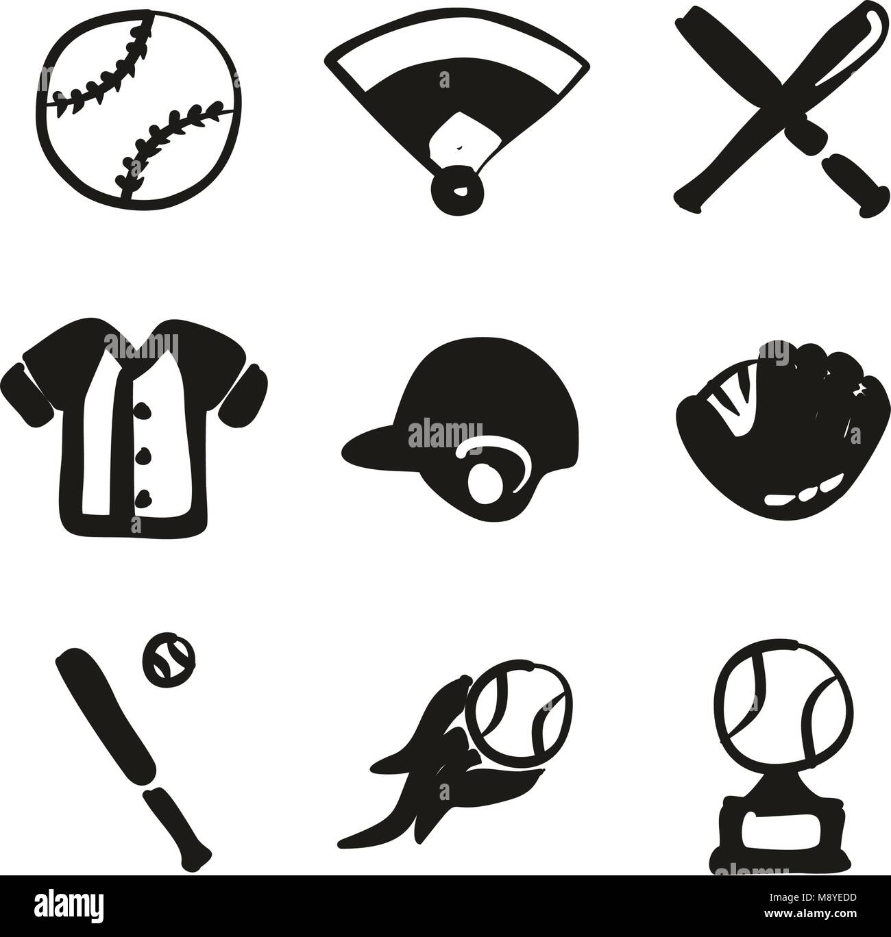 Baseball Icons Freehand Fill Stock Vector Image & Art - Alamy