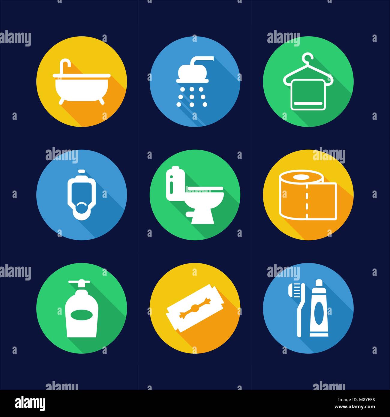 Bathroom Icons Flat Design Circle Stock Vector Image & Art - Alamy