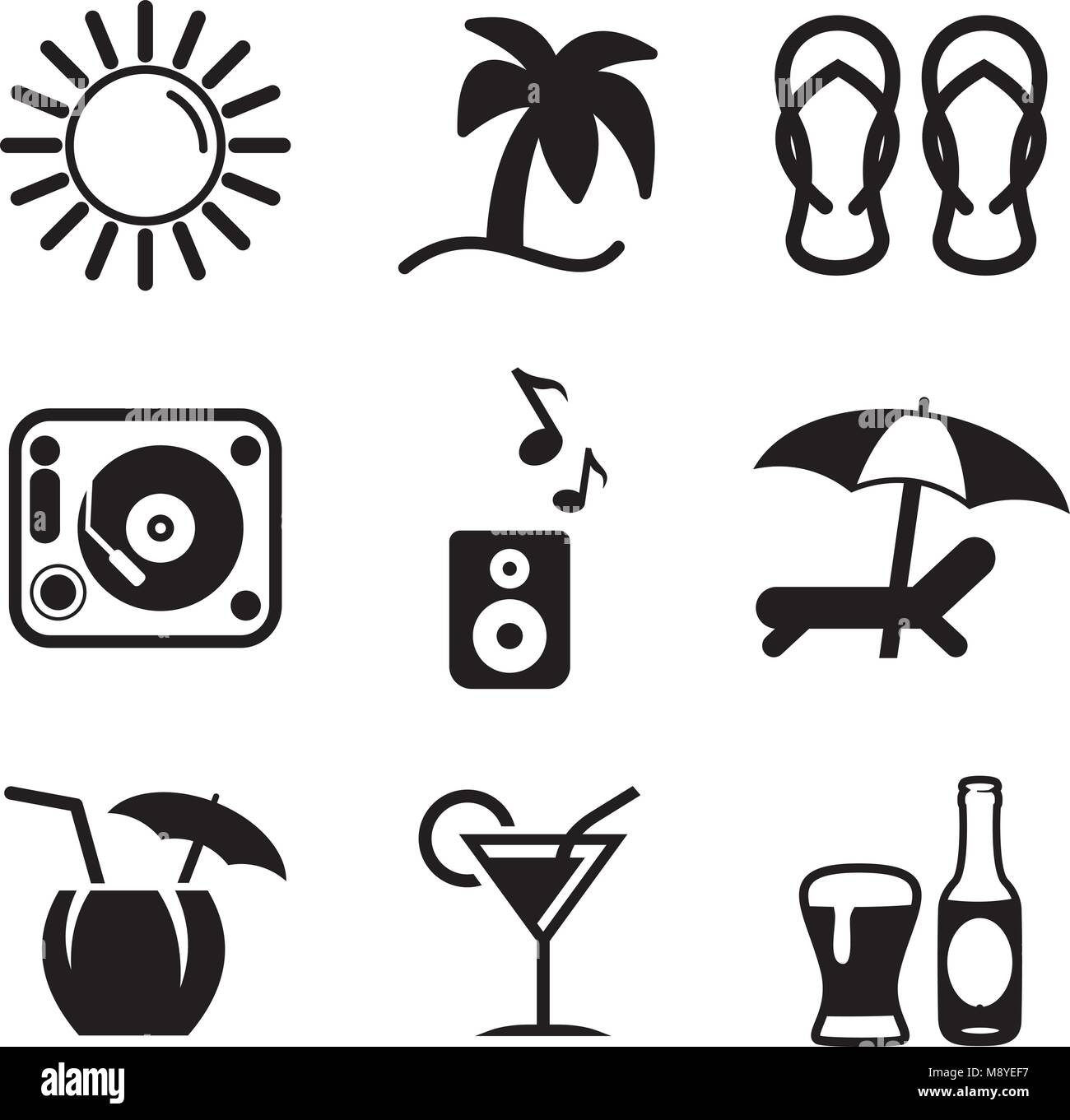 Beach Bar Icons Stock Vector Image & Art - Alamy