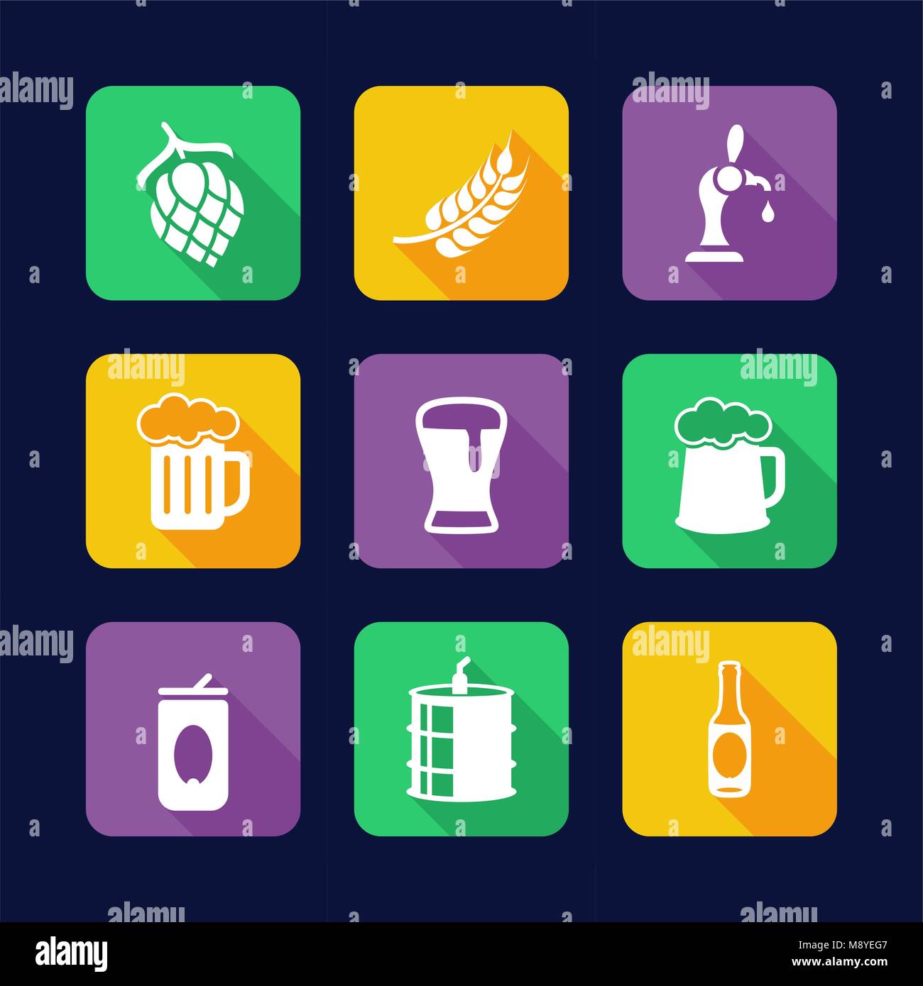 Beer Icons Flat Design Stock Vector Image & Art - Alamy