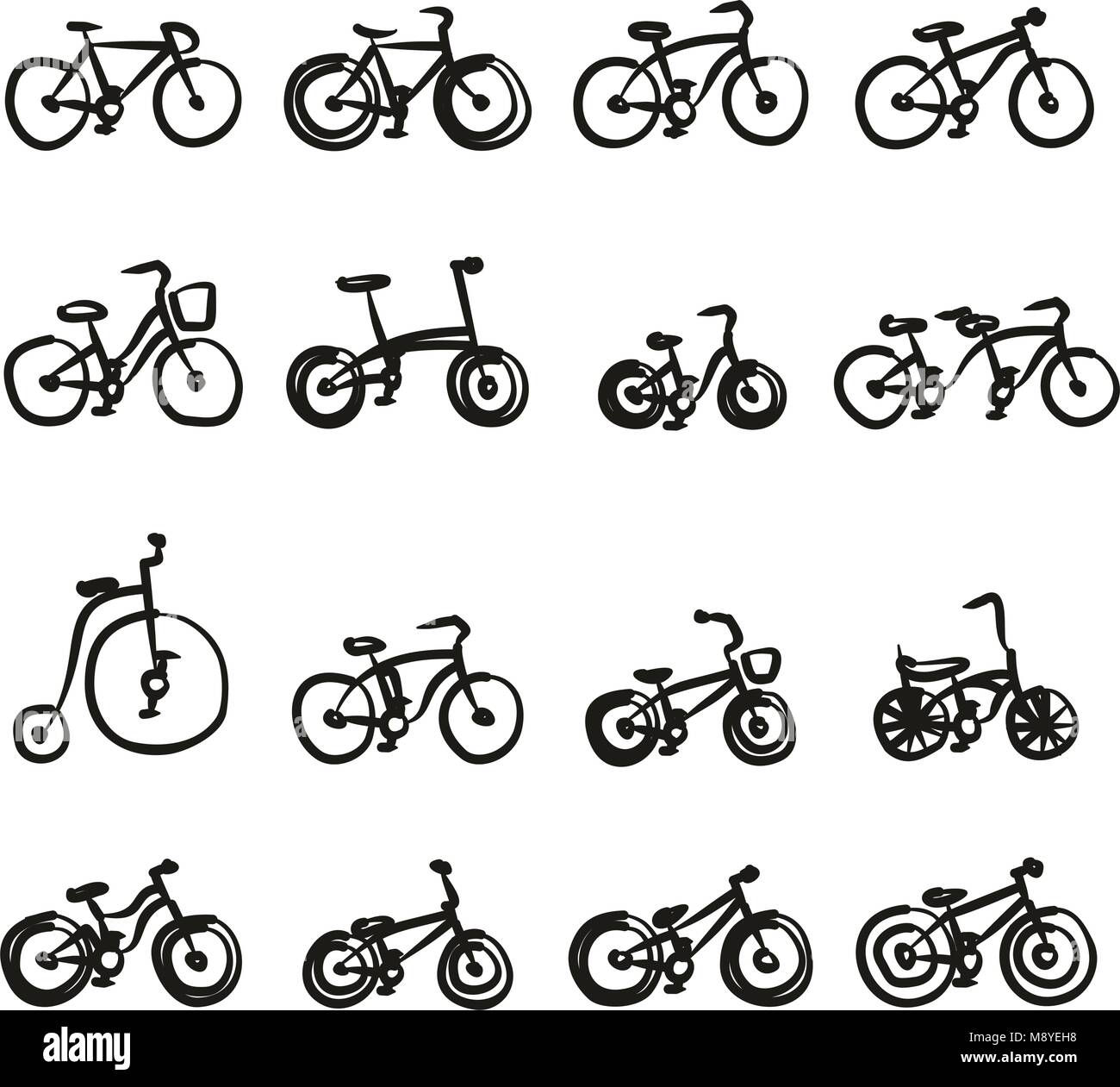 Bicycle Icons Freehand Stock Vector Image & Art - Alamy