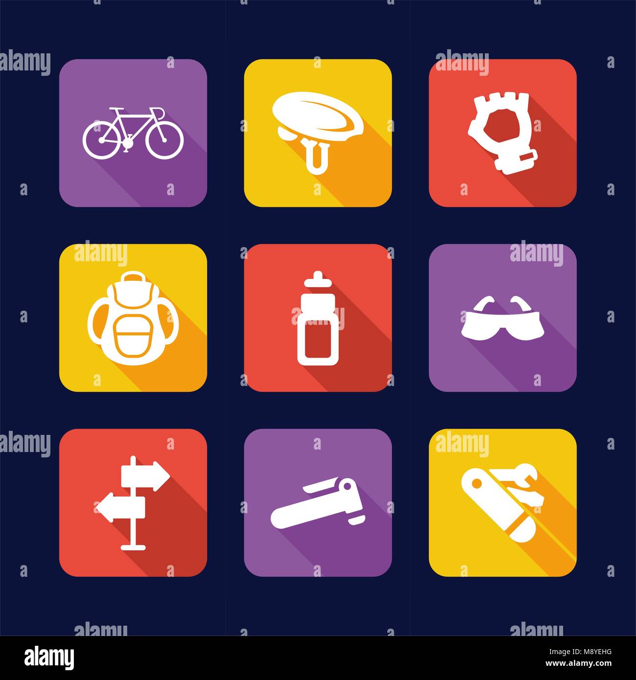 Biking Icons Flat Design Stock Vector Image & Art - Alamy
