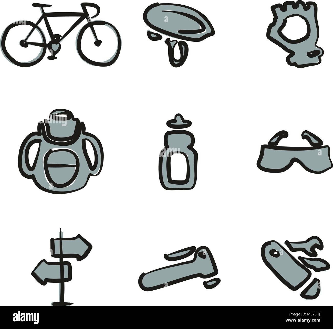 Biking Icons Freehand 2 Color Stock Vector Image & Art - Alamy