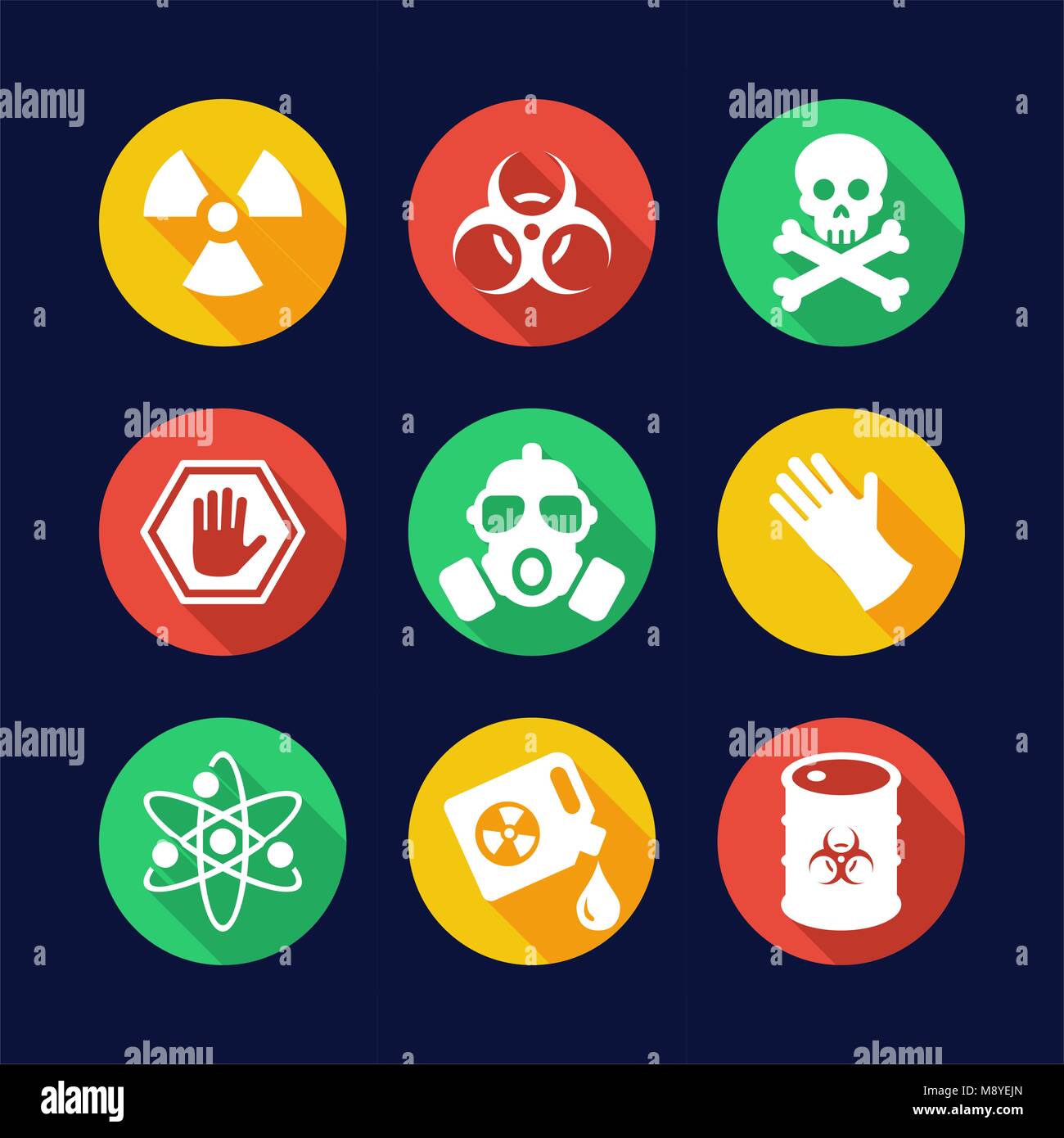 Biohazard Icons Flat Design Circle Stock Vector Image & Art - Alamy