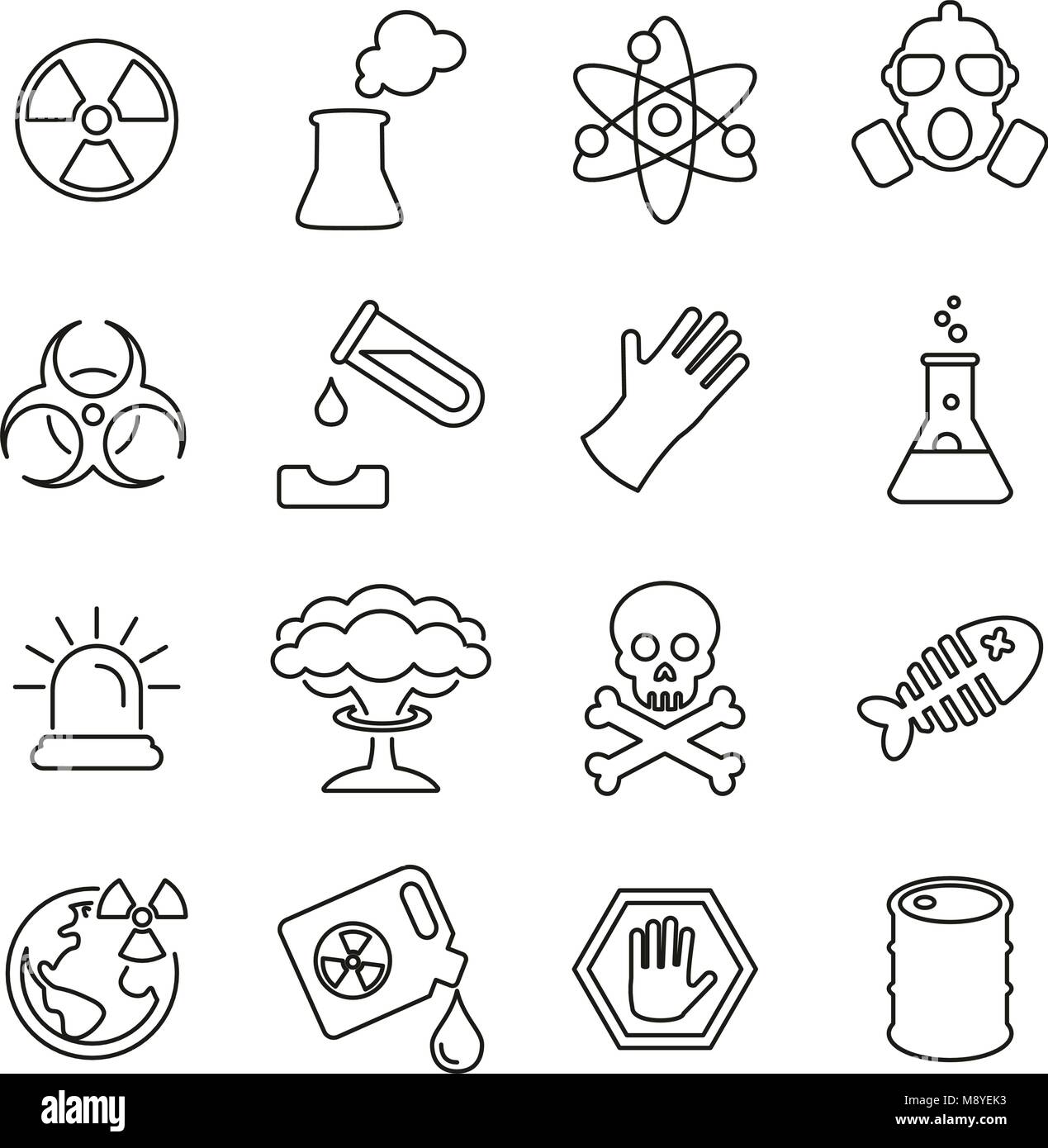 Biohazard or Radioactive Icons Thin Line Vector Illustration Set Stock ...