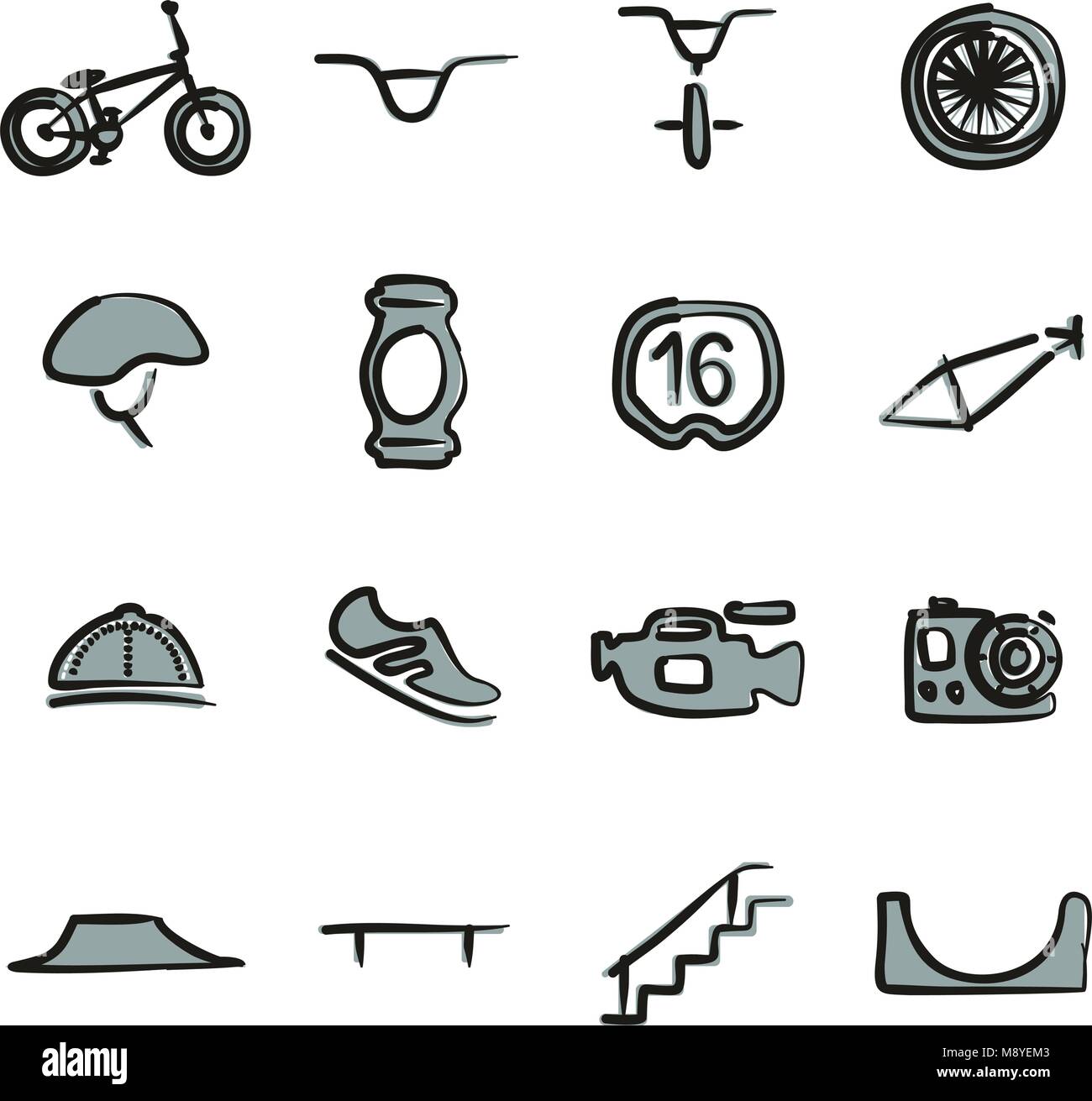 BMX Icons Freehand 2 Color Stock Vector Image & Art - Alamy